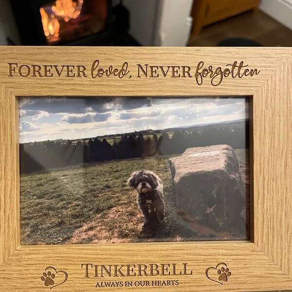 Personalised Dog Memorial Photo Frame Keepsake Engraved Forever Loved ...