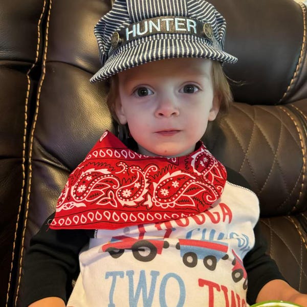 PERSONALIZED Train Hat and Bandanna, Train Whistle, Train Costume, Toddler Train Hat, Train ...