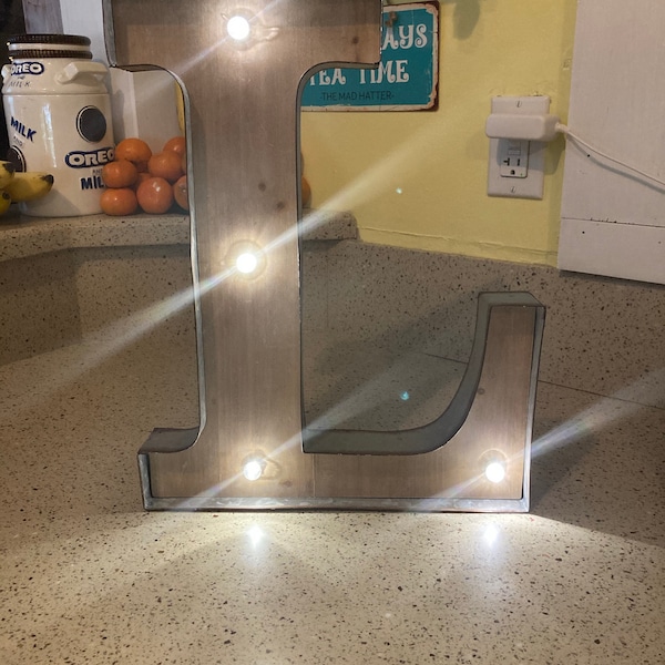 XL Rustic Barn Style Giant Wooden LED Light up Letter Lights - A-Z ...