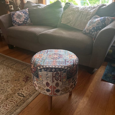 Round Pouf Stool, Bedroom Pouf, Footstool Ottoman, Tufted Stool, Piano ...