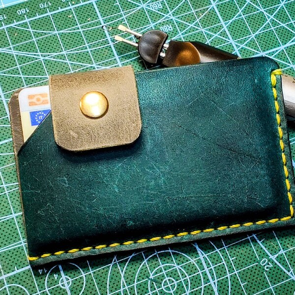 Slim Leather Wallet PDF Pattern Card and Money Holder DIY Leather Craft PDF Digital Template ...