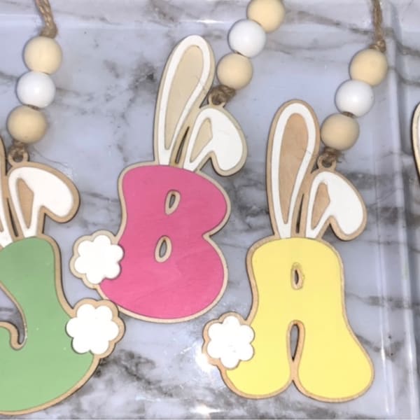 Bunny Ears Letters Easter Basket Tags SVG, A-Z Bunny Alphabet Svg ...