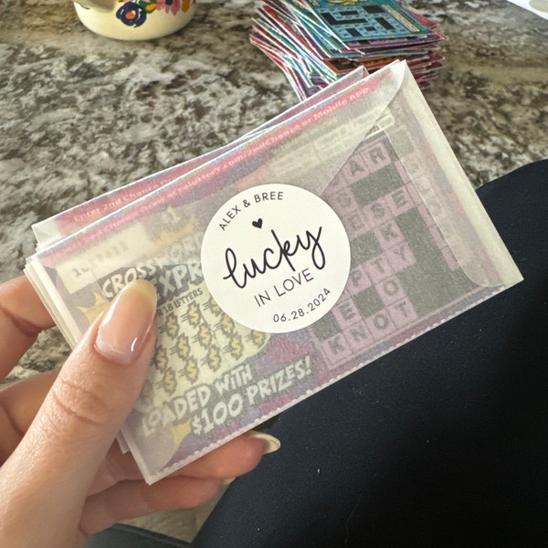 Lucky in Love Lotto Favor Stickers, Wedding Lotto Ticket Favor Stickers ...