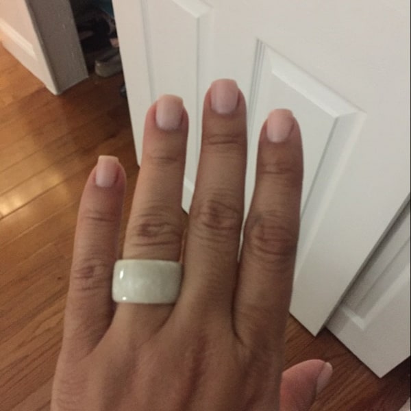 White Pearl Resin Ring - White Pearl Resin Unisex Wedding Band - Gift ...