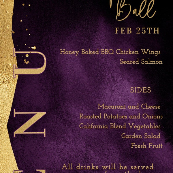 Masquerade Menu Template, Mardi Gras Menu Card, Birthday Dinner ...