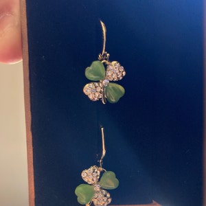 Four Leaf Clover Plugs Earrings, Flower Earrings Gold, Emerald Clover ...