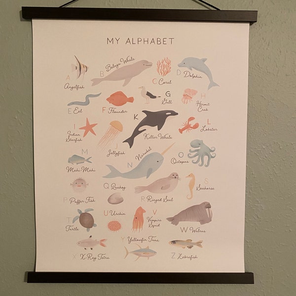 Beach Alphabet Poster, PRINTABLE Animal Alphabet Wall Art, Beach ...