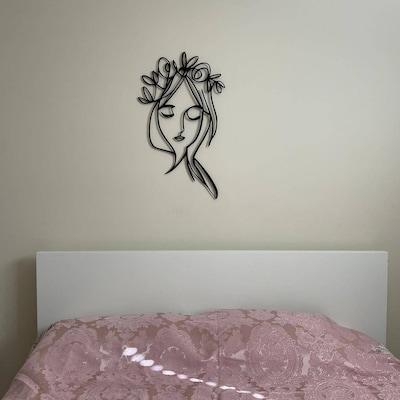 Flower Head Woman Metal Wall Art, Floral Girl Metal Wall Art, Abstract ...