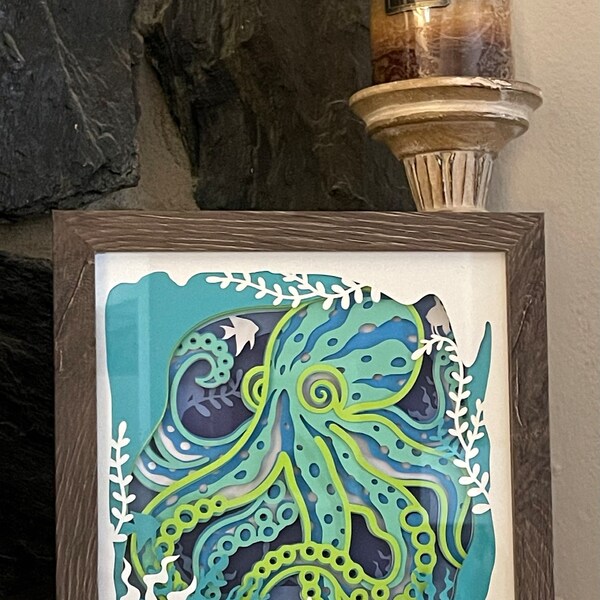 Octopus 3D Shadow Box SVG/ Multilayer Octopus and the Ocean/ Sea Animal ...