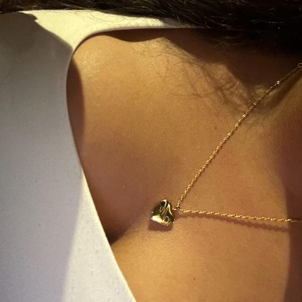 Initial Heart Locket Necklace by Caitlyn Minimalist • Gold Locket Photo ...