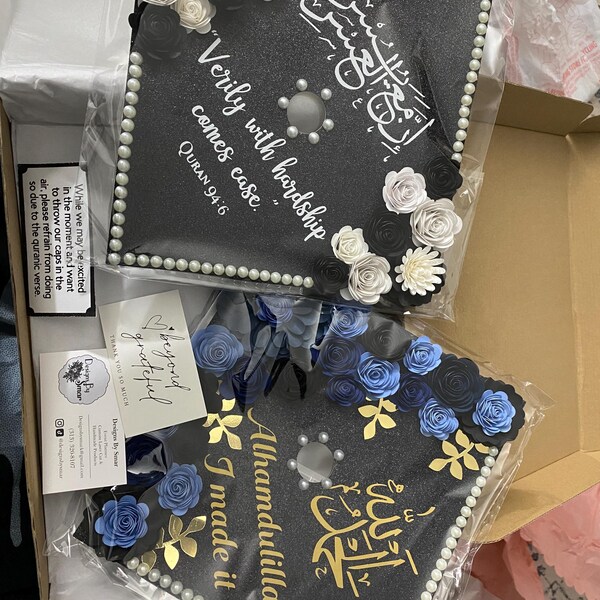 Islamic Graduation Cap Topper: Paper Flowers, Custom Floral Design - Etsy
