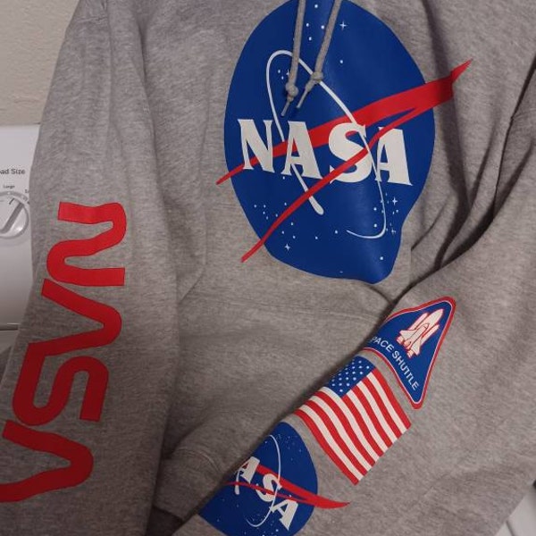 NASA RED Hoodie With Sleeve Prints - Etsy