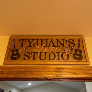 Personalized Music Room Sign Custom Studio Sign Acoustic Guitar Sign ...
