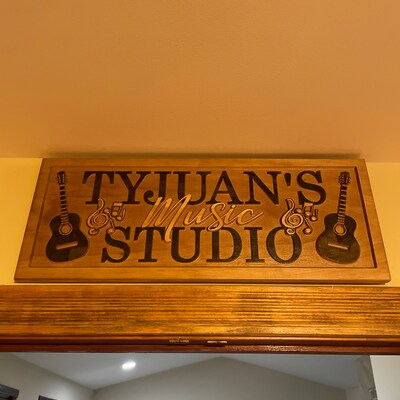 Personalized Music Room Sign Custom Studio Sign Acoustic Guitar Sign ...