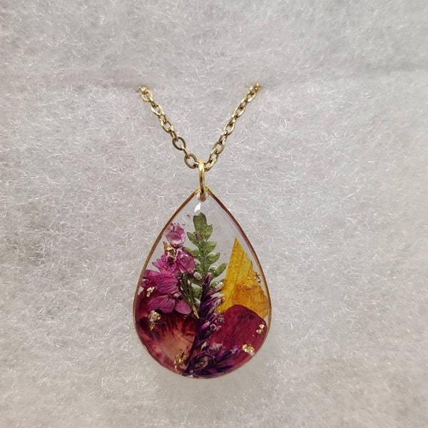 Birth Month Flower Necklace, Unique Gift for Her Birthday, Pressed ...