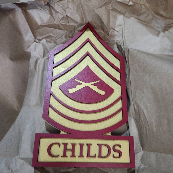 USMC Marine Corp Enlisted Rank Standing Name Plate - Military Promotion ...