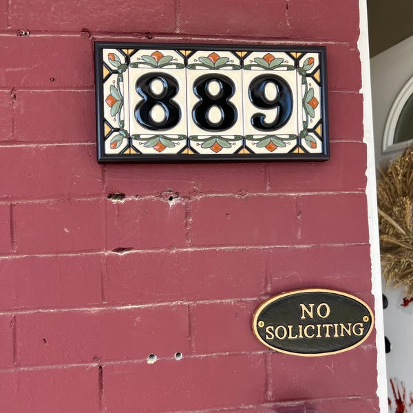 House Numbers Address Tiles Framed Set Custom Address Tiles Sign Hand ...