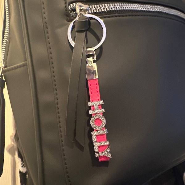 Bling Sparkly Personalized Rhinestone Name Keychain Custom Letter Word ...