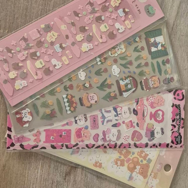 Cute Korean Sticker Sheets, Kawaii Stationery, Kawaii Sticker Sheets ...