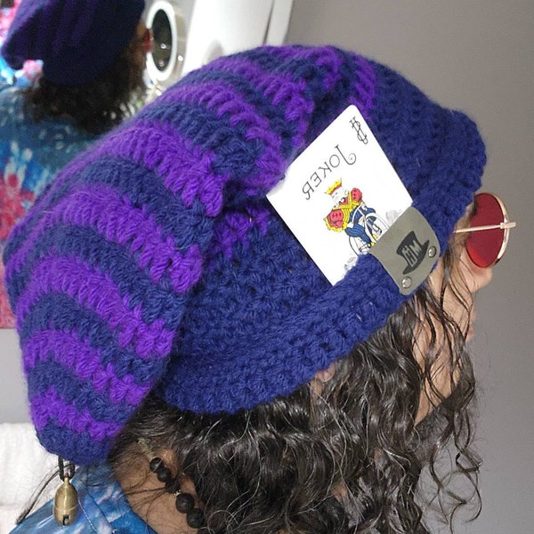 Foldable Brim Striped Droopy Eared Slouch Beanie CROCHET PATTERN ...