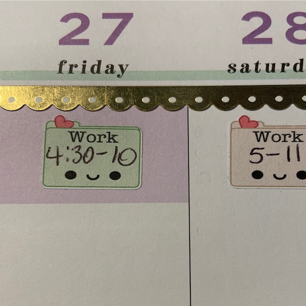 Happy Work Schedule Reminder Tracker Cute Kawaii Planner Stickers for ...
