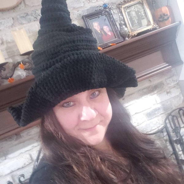 Crochet Black/violet Ombre Twisted Witch Hat - Witch Costume Hat ...