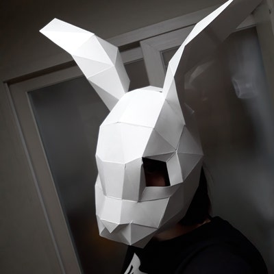 Rabbit Mask, Papercraft Mask, Easter Bunny Mask, DIY 3D Mask, Paper ...