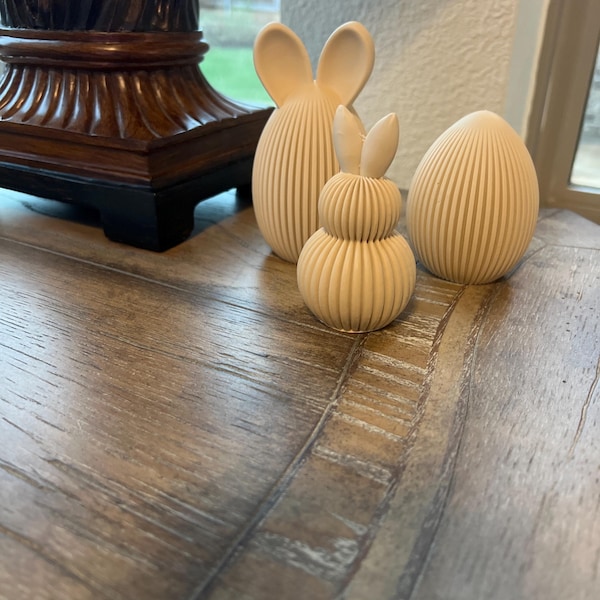 Ribbed Bunny Egg Easter Decor Table Stone Shelf Decor Easter Home ...