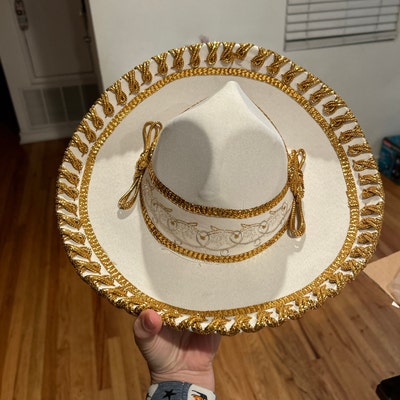 Beautiful Mexican Embroidered Charro Hat, Black With Gold Charro Hat ...