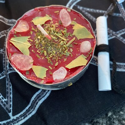 Powerful Love Ritual Spell Large Tealight With Scroll Herbal Rose ...
