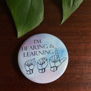 Asl Pin I'm Learning ASL Button With Name Personalized - Etsy
