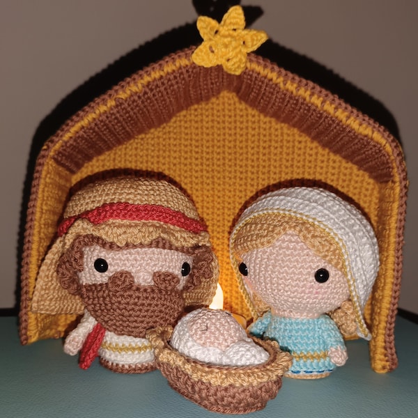4-in-1 Nativity Crochet Pattern Set Mary Baby Jesus Joseph Stable DIY ...