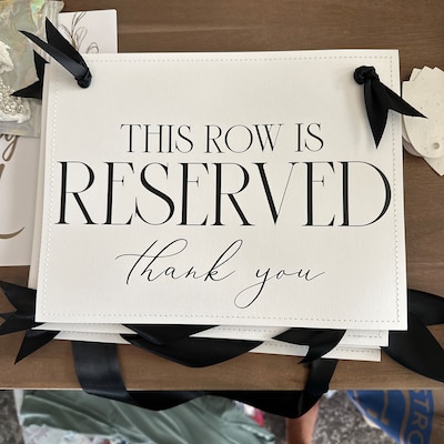 2 Reserved Signs for Wedding Chairs or Church Pews this Row is Reserved ...