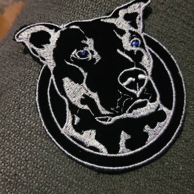 PITBULL PATCH, MOTORCYCLE Patch, Embroidered Vest Patch, Black and ...