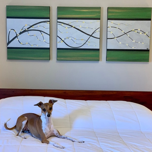 Textured Tree Painting Large Framed Wall Art Warm and Light Earth ...