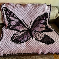 Butterfly Afghan C2C Crochet Pattern, Written Row Counts, C2C Graphs ...