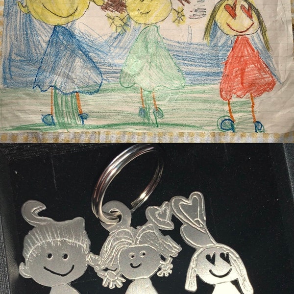 Your Child's Drawing on Key Chain for DAD, Durable Sentimental Keychain ...