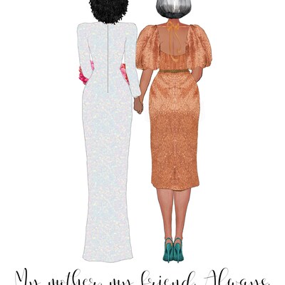 Mother of the Bride Illustration, Wedding Parent Print, Customized ...