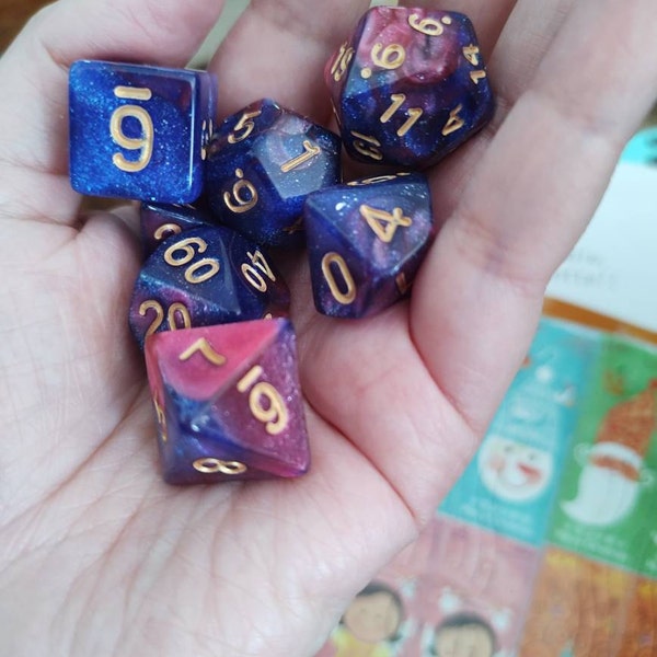 Dnd Dice Set / White Jade Pearl Marble Swirl Polyhedral Dice / D&D Dice ...