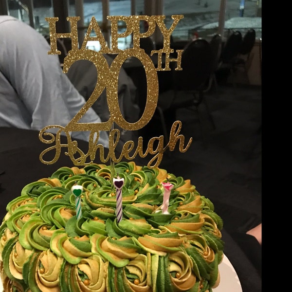 20th Birthday Cake Topper Any Age Cake Topper Happy 20th Topper ...
