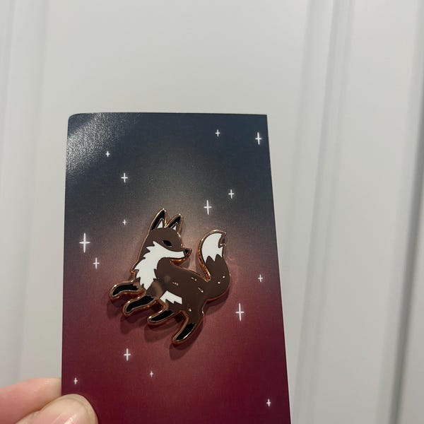 Rose Gold Fox Enamel Pin Badge - Etsy