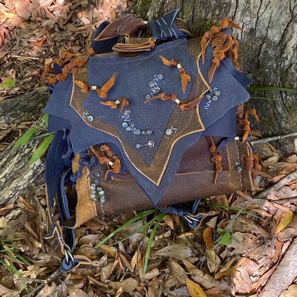 Leather Backpack Purse, Handmade Leather Bag, Leather Leaf Backpack ...