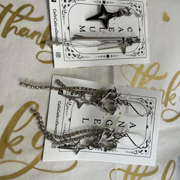 Angel Earrings | Alt Jewelry | Soft Grunge | Y2K Style | Silver Drop ...
