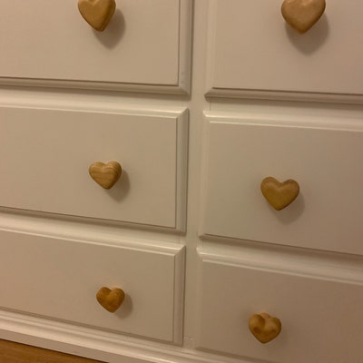 Wood Drawer Knobs Heart Knobs Boho Drawer Knobs, Natural Knobs for Dresser, Wood Dresser Knobs ...