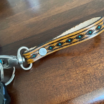 Southwestern Leather Key Fob Handmade Western Keychain Southwestern Sun ...