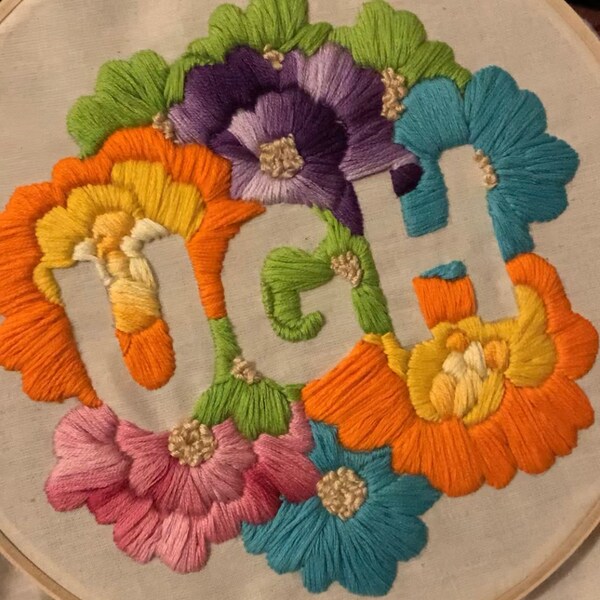 Digital Hand Embroidery Pattern Floral Pastel Ugh Design Digital PDF ...