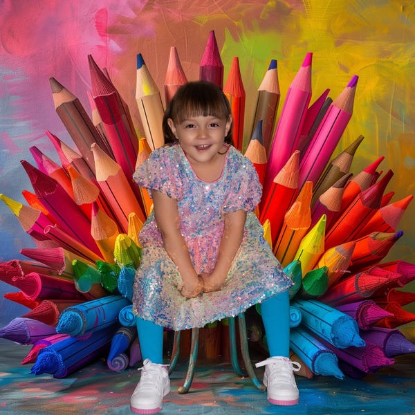 Back to School Digital Backdrop Colorful Crayon Throne Studio ...