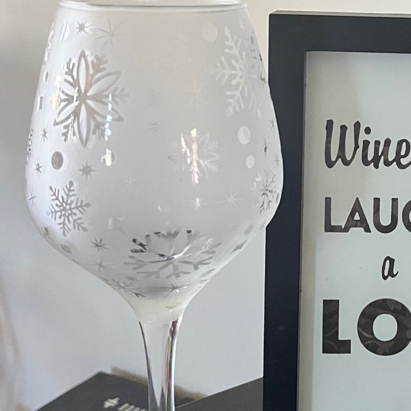 Etched Snowflake Stemless Wine Glass - Winter Holiday Decor - Etsy