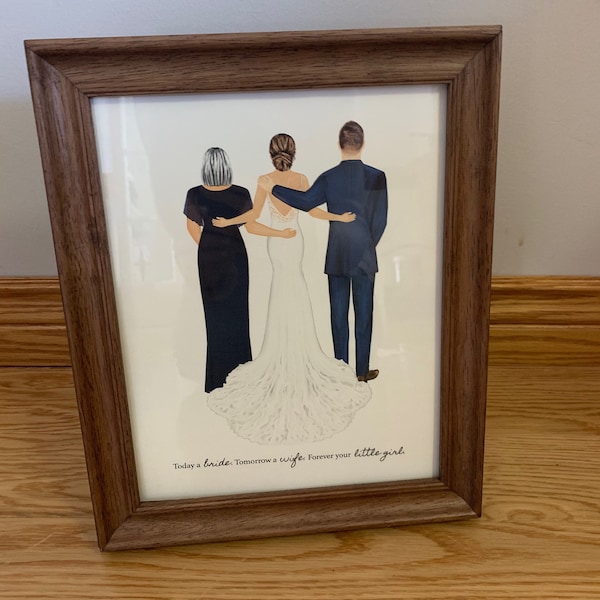Personalized Bride and Parents Portrait Art PRINT | Mother & Father of ...