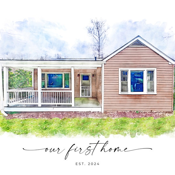 New Home and Housewarming Gift, Custom House Portrait, First Home Gift ...